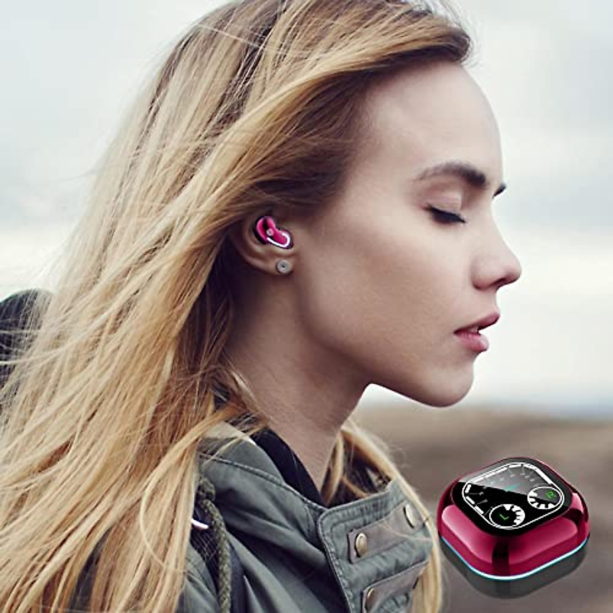 Wireless Earbuds Bluetooth Earphone in Ear Light-Weight Headphones Built-in Microphone Immersive Premium Sound with Charging Case (Purple)
