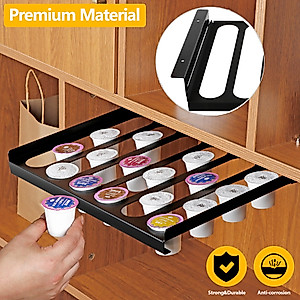 Neorexon K-Cup Holder 9.65" x 14.67", Under Cabinet Coffee Holder Compatible with 30 Cup Pods, Under Cabinet Mount Coffee Pod Under Cabinet for Kitchen and Office