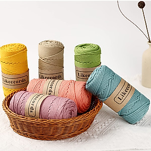 Likeecords 4mm Polyester Braided Macrame Cord 140Yards /426Feet,Elastic Yarn for Crocheting Bag Cord for DIY Crafts,Plant Hangers, Bag, and Home Decorations (Sage Green)