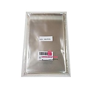 UNIQUEPACKING 100 Pcs 5 1/4 X 7 1/4 Clear A7 Card Resealable Cello Cellophane Bags (Fit A7, 5x7 Card, not Envelope)