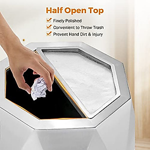 BEAMNOVA Bundle Black 15 x 31.5 in + Metallic 12 * 28 in Diamond-Shape Commercial Stainless Steel Trash Can with Lid Garbage Enclosure Inside Barrel Heavy Duty Waste Container