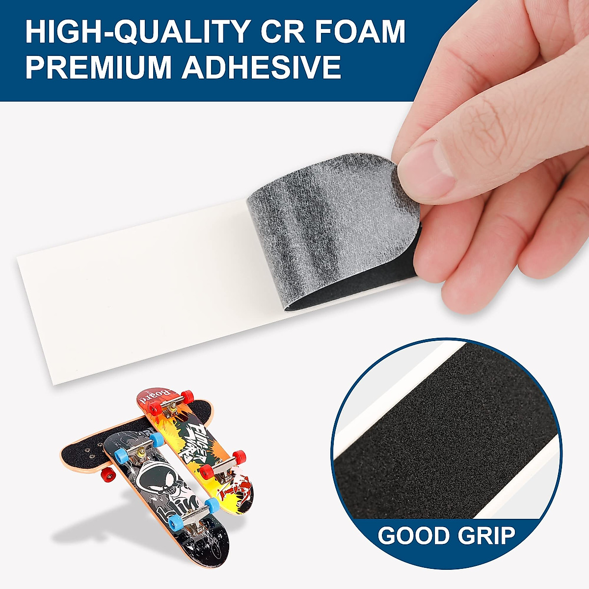 Haisalin 20Pcs Fingerboard Grip Tape, Precut Fingerboard Foam Grip Tape,Foam Grip Tape for Fingerboards, Precut & One Step Instal(20)
