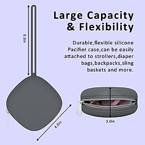 Swelive 2 Pack Silicone Pacifier Holder Case, Portable Silicone Pacifier Case for Diaper Bag, BPA Free Newborn Baby Pacifiers Silicone Pouch for Boys & Girls (Light Grey+Shifting Sand)