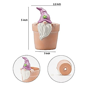 Newman House Studio Spring-Gnomes Flower-Pots Easter Decorations Cactus-Succulents - Easter Decorative Purple Planter Pots Unique Garden Pots with Drainage Hole for Indoor Outdoor 3 x 3.5 x 5 inch