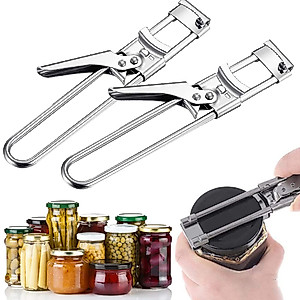 2 PCS Can Opener, Adjustable Multifunctional Stainless Steel Can Opener, Stainless Steel Can Opener Bottle Jar Lid Gripper Kitchen Tool, Manual Jar Jar Opener Gripper Jar Opener for Can, Jar, Bottle