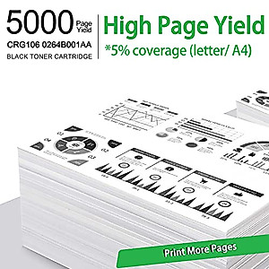 GREENCYCLE 2 PK Compatible Toner Cartridges Replacement for Canon C106 CRG 106 0264B001AA Black Use in imageClass MF6530 MF6540 MF6550 Printer ( 5000 Yield per Toner )