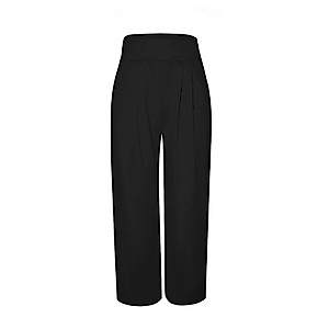 MHGFELKY Women's Palazzo Long Pants High Waist Wide Leg Stretchy Loose Fit Casual Trousers with Pocket Black