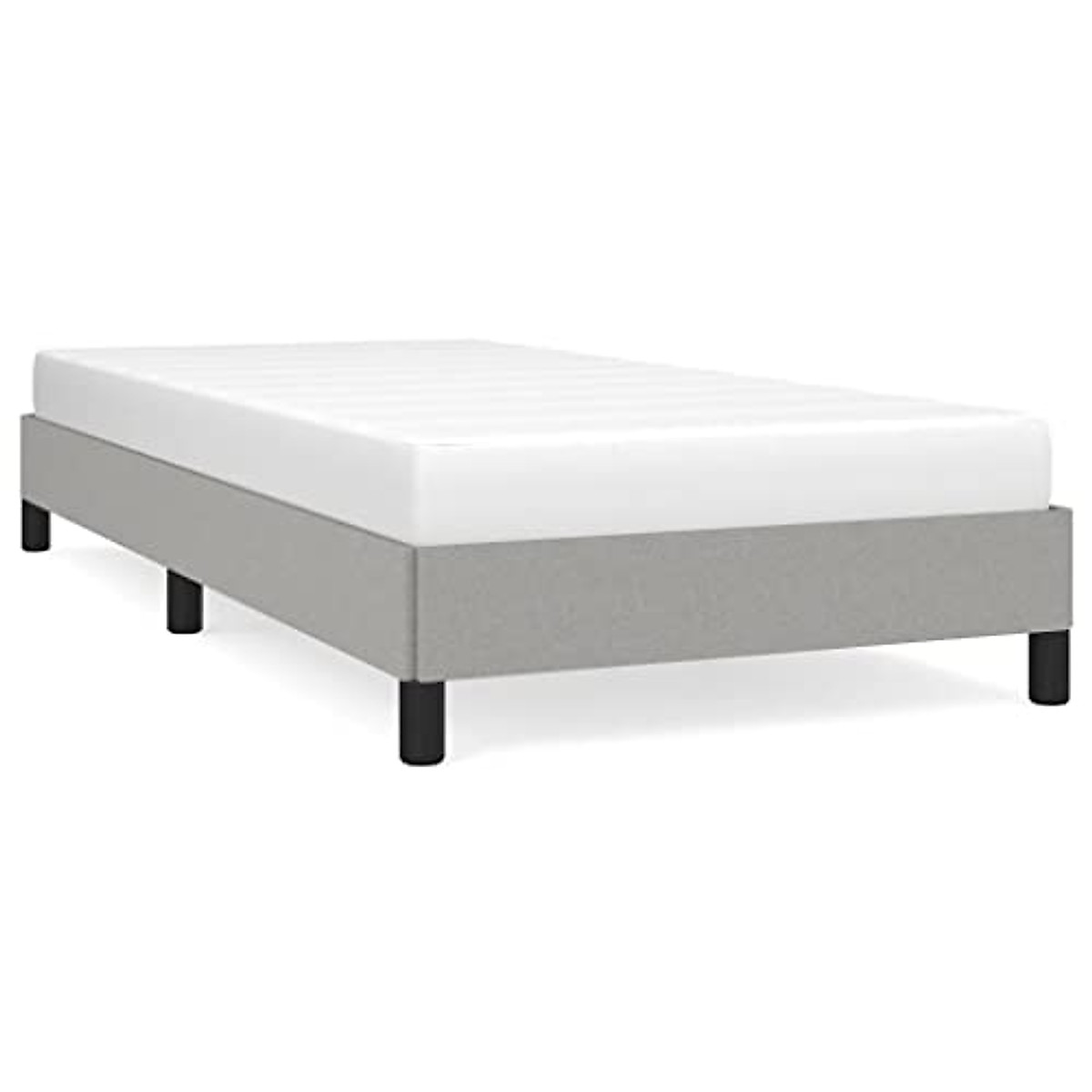 vidaXL Bed Frame, Upholstered Platform Bed, Single Bed Base with Wooden Slats Support for Bedroom, Light Gray 39.4"x74.8" Twin Fabric