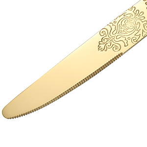 Gold Silverware Set of 20 Stainless Steel Flatware Set Cutlery Set Service for 4 Eating Utensil Tableware Sets Include Knives Forks Spoons for Kitchen Home Restaurant