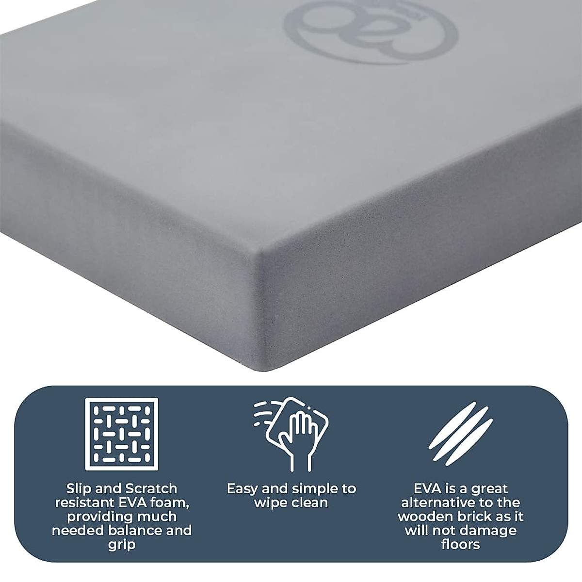 Yoga Mad EVA Yoga Block | 30cm x 20cm x 5cm | Eco Friendly Yoga Block | High Density EVA Non Slip Block for Yoga, Pilates and Home Workouts | Provides Support for Various Yoga Poses… (Single)