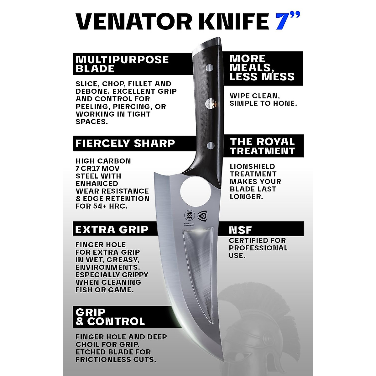 Dalstrong Chef & Utility Knife - 7 inch - Multi-Purpose - The Venator - Gladiator Series R - 7CR17MOV High Carbon Steel - Razor Sharp - G10 Handle - w/Sheath - NSF Certified