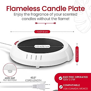 Candle Warmer Plate Safely Releases Scents Without a Flame- Used as Candle Jar Warmer, Candle Melter, Coffee Warmer, Mug Warmer, Cup Warmer in Your Home & Office, 1 Pack, White