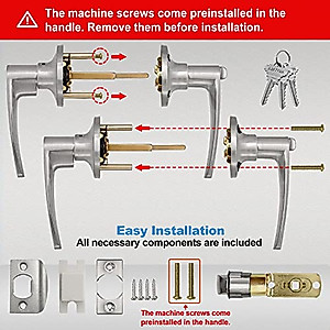 BESTTEN Keyed Entry Door Lever Set with Removable Latch Plate, All Metal, Roma Series Door Handle for Front Door, Satin Nickel