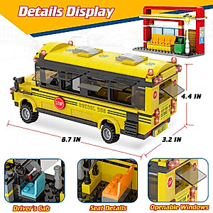 School Bus Building Blocks Set, City School Day Bus Construction Playset with School Bus & Station, Education Learning Roleplay STEM Brick Toys Ideal Gift for Kids, Boys Girls Aged 6+ (488 Pieces)