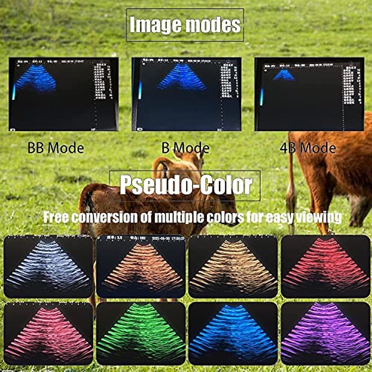 Ultrasound Scanner Veterinary for Pregnancy, Vet Digital Portable B-Ultra Sound Scanner Machine Farm Animals Pet with 3.5 Mhz Mechanical Probe 8 Color Panels for Sheep, Dog, Cat And Pig Pregnancy Test