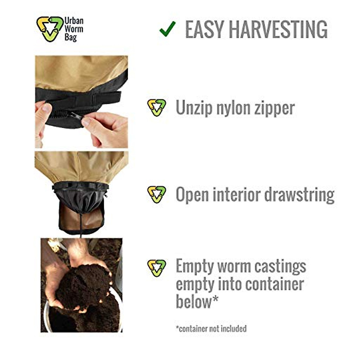 Urban Worm Bag Worm Composting Bin Version 2 (No Frame) - Create and Harvest Worm Castings Quickly with a Breathable Vermicomposting Worm Farm
