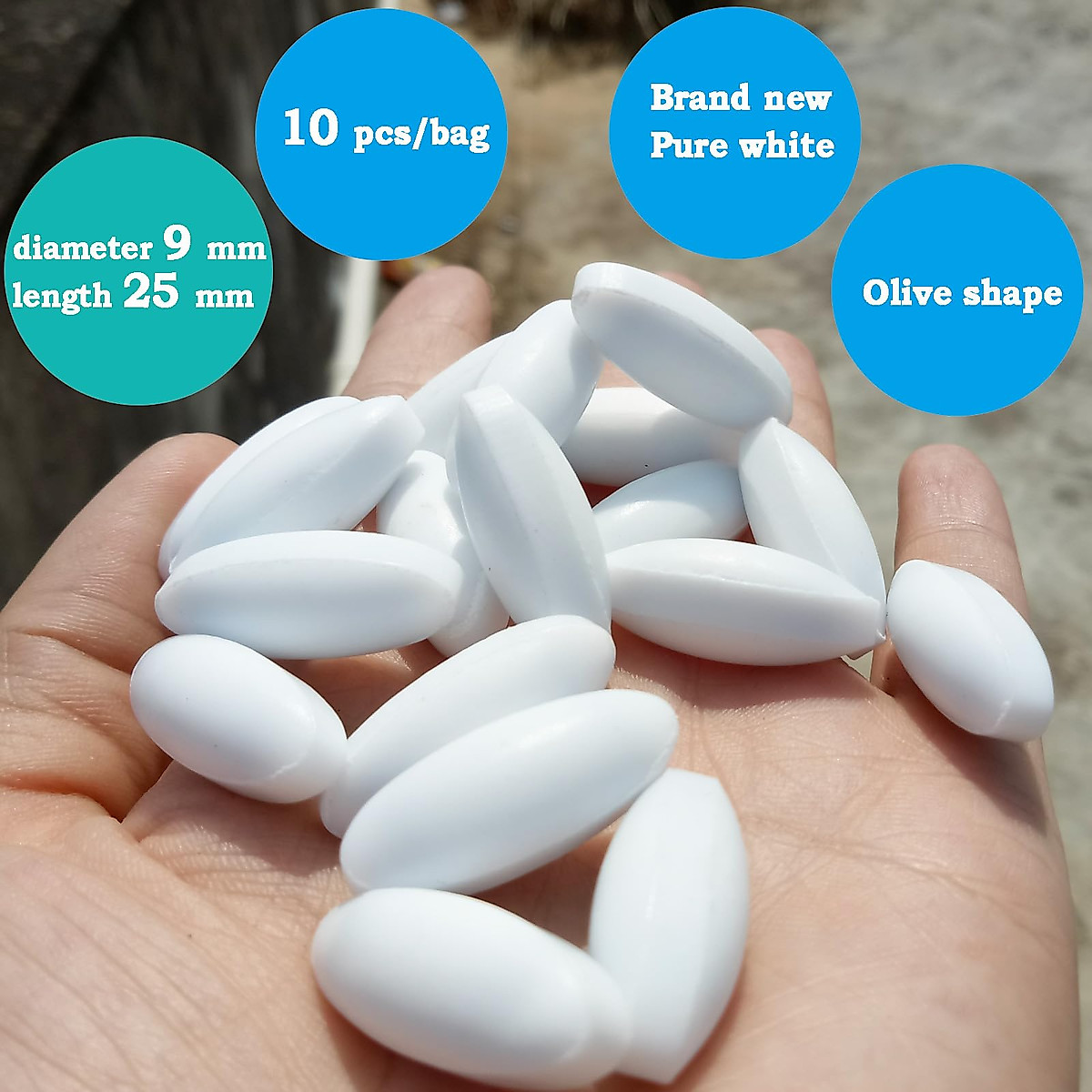 Magnetic Stirrer Stir Bar PTFE Magnetic Mixer Stir Bars (9x25mm, Olive Shape, 10pcs)