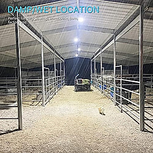 HYPERLITE High Bay LED Lights 100W 14000LM 5000K, 450W MH/HPS Eqv. LED High Bay Light with UL US Plug(Optional Sensor Function-Extra Purchase), IP65 Commercial Garage Shop Barn Area Lighting 1PC