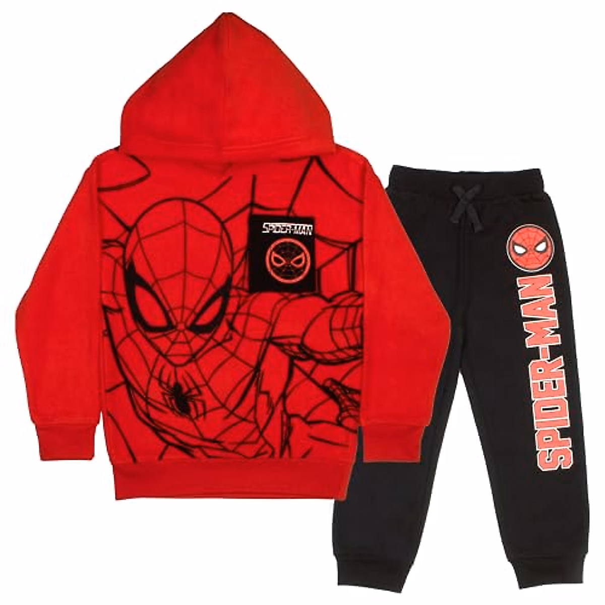 Marvel Spider-Man Graphic 2-Piece Set - Boys Fleece Pullover Hoodie & Jogger Pants 2-Pack Bundle Set for Kids and Toddlers (Size 10/12, Red)