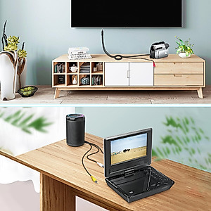 Digipartspower 5FT Cable A/V Audio/Video AV Cord 3.5mm AUX Auxilairy to RCA Composite Yellow White Red Cable for 503AK0400191000001 Western Digital WD TV HD,Live,Live Plus & Mini Media Player