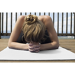 YogaAccessories 1/4" Thick High-Density Deluxe Non-Slip Exercise Pilates & Yoga Mat, White