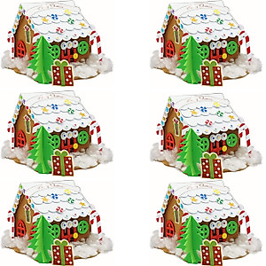 4E's Novelty Make 6 Foam Gingerbread House Kit Crafts (6 Pack) Bulk Christmas Crafts for Kids - DIY Holiday Activity Arts and Crafts