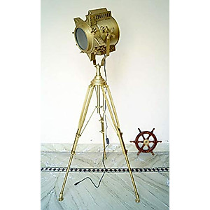Hollywood Antique Heavy Classic Spot Light Search Light Tripod Floor Lamp Stand Collectibel