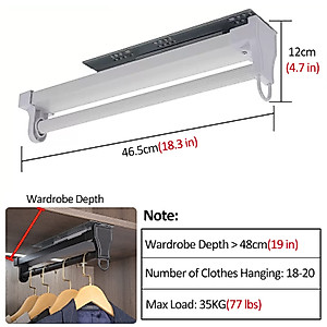 ZAQYCM Adjustable Wardrobe Rail Rod Slide Out, Black Telescopic Closet Ceiling Valet Rod for Bathroom, Bedroom, Clothing Store and Hotel Guest Room with Complete Kit