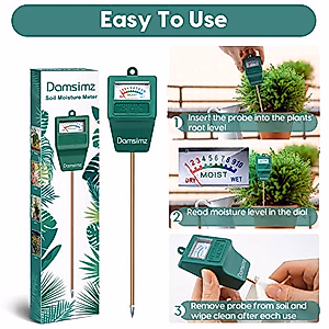 Damsimz Soil Moisture Meter, Plant Moisture Meter, Plant Water Meter Hydrometer for Plants Care, Gardening, Farming, Indoor & Outdoor Plants (No Battery Needed) Green