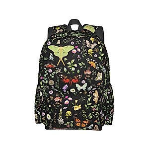 Butterflies Moths Flower Stylish Backpack With Adjustable Padded Shoulder Straps Daypacks For College Travel One Size