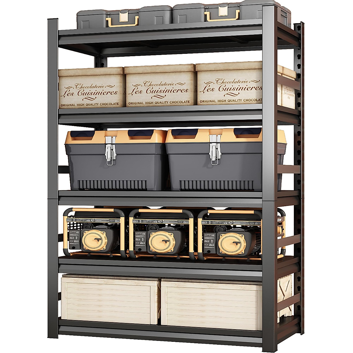 78" H|All-Metal Garage Shelving Unit and Storage-Easy Assembly Shelves 5-Tier Storage Rack|Heavy-Duty Adjustable Shelf|Steel Waterproof Rust-Resistant Shelves for Warehouse,Basement,Storeroom,Black