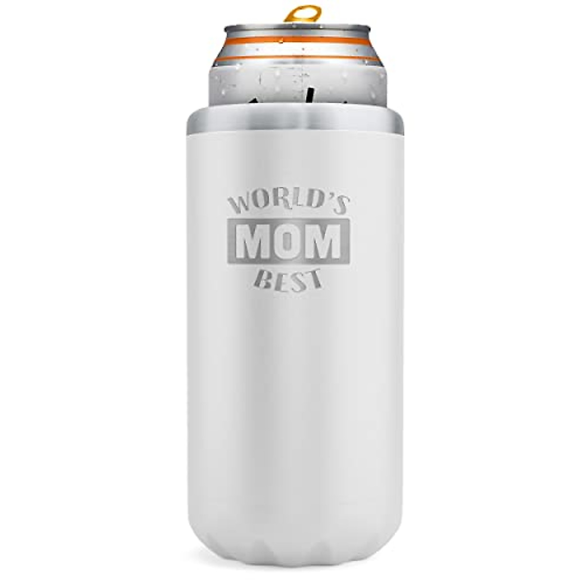 SoHo Slim Can Cooler Gift for Mom, Insulated for Skinny Beer or Hard Seltzer Can for Mothers Day/Birthday/Christmas "Worlds Best Mom" (Gift Boxed)