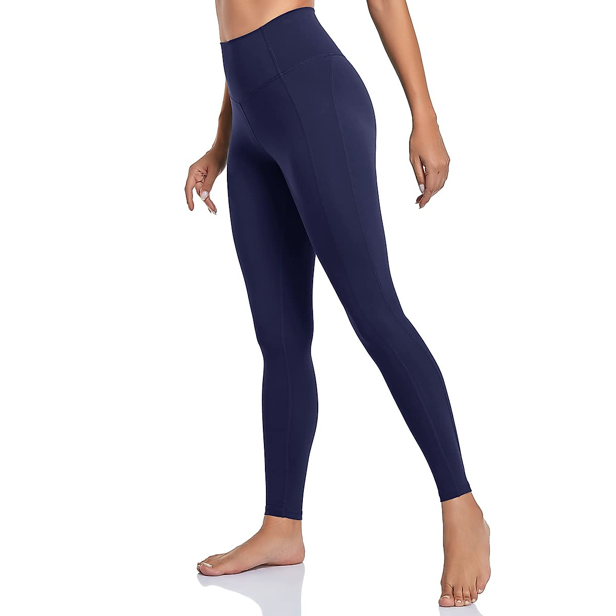 coastal rose Women's High Waisted Workout Leggings 7/8 Length Sport Tights with Inner Pocket Tummy Control Yoga Pants Midnight Blue S