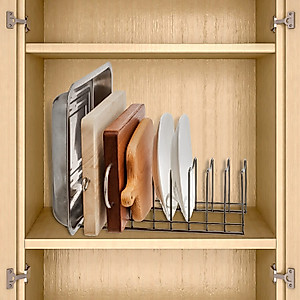 lonpute Pot Lid Organizer, Pot Lid Rack Holder, Rest Cutting Board, Bakeware, Pots & Pans, Serving Trays, Reusable Containers in Cabinet Pantry, Stainless Steel