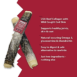 Icelandic+ Beef Rolled Collagen Stick with Wrapped Fish 8" Dog Treat