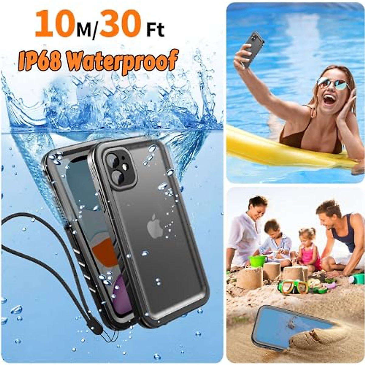 Cozycase Compatible with Waterproof iPhone 11 case, Built-in Screen Protector, Full-Body Rugged Bumper Sealed Case Cover, Shockproof Dustproof Waterproof Case for iPhone 11 6.1 inch (Black)