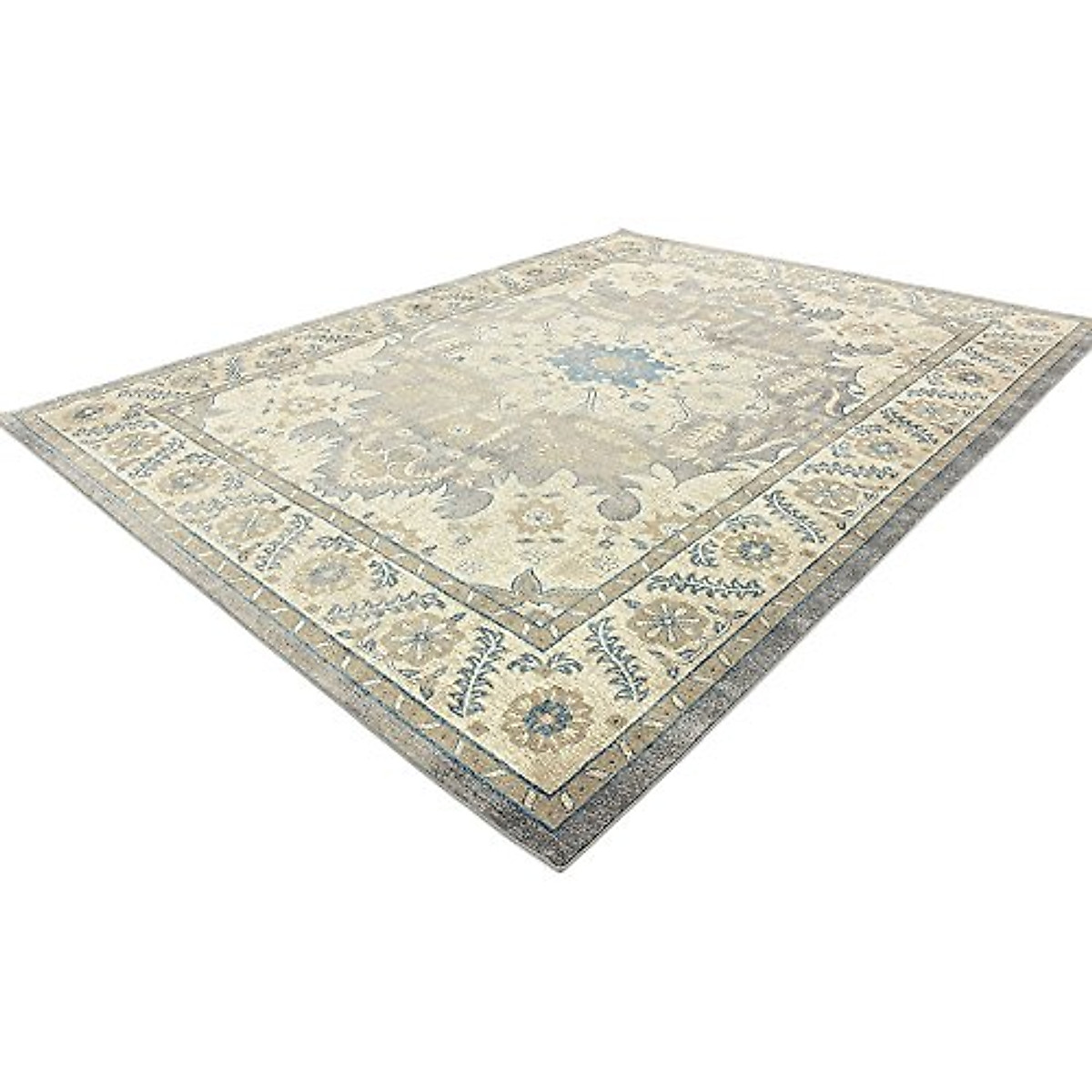Unique Loom Salzburg Collection Classic Traditional Design Oriental Inspired Border Area Rug, 9 ft x 12 ft, Gray/Beige