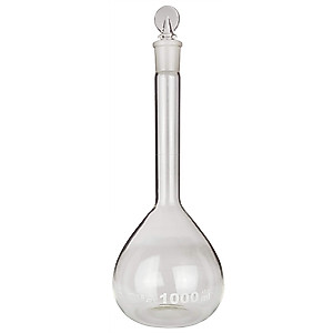 GSC International FVGGS1000 Volumetric Flask with Ground Glass Stopper, 1000ml Capacity