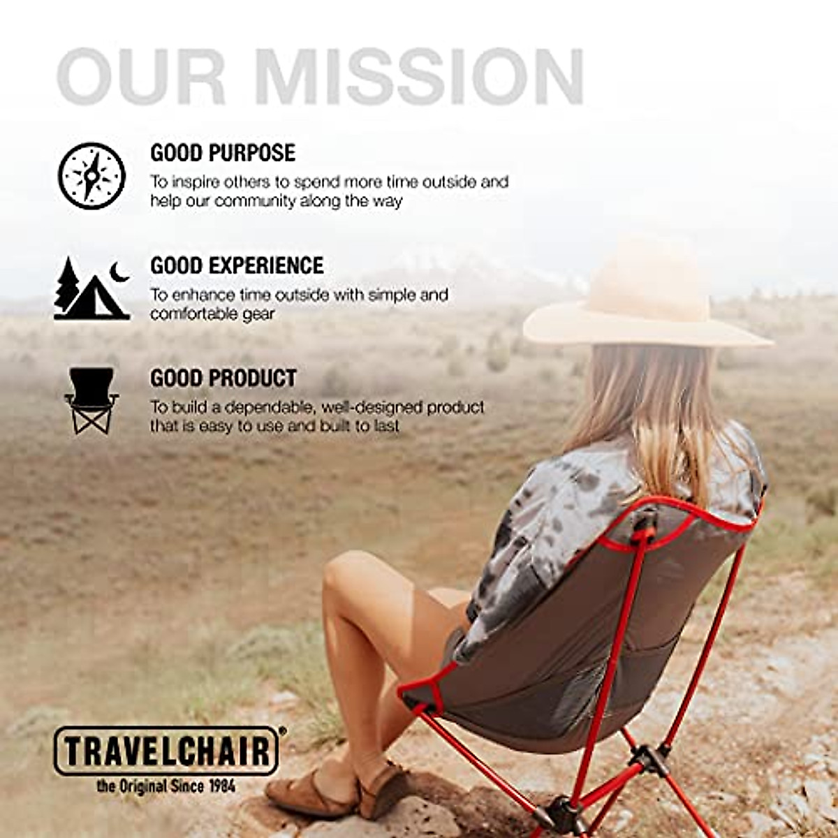Travel Chair Joey Chair, Portable Chair for Outdoor Adventures, Compact, Foldable Chair with Quick Set-Up, Black
