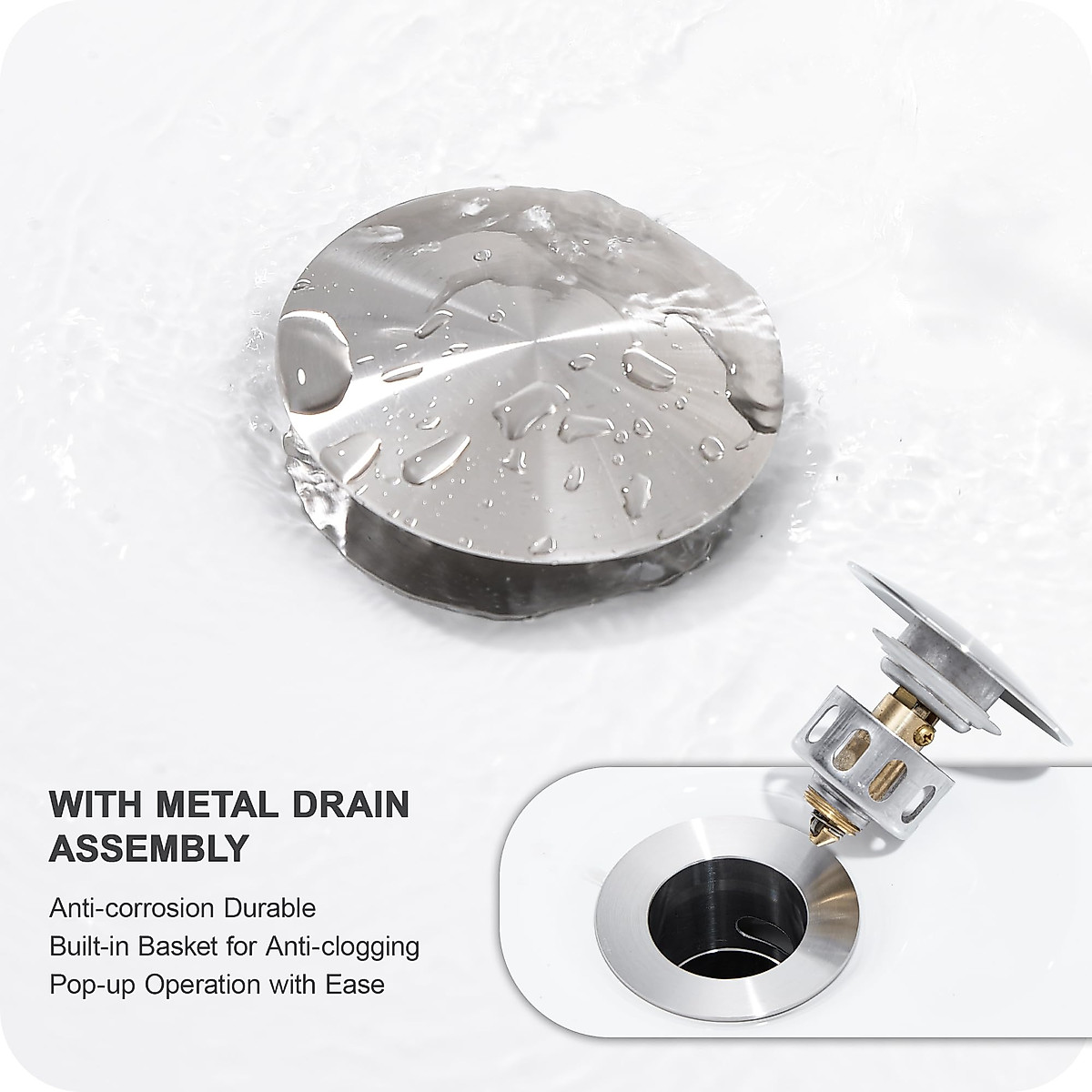 GAGALIFE Waterfall Bathroom Faucets for Sink 3 Hole - Brushed Nickel Bathroom Faucet with Pop-up Drain, 8 Inch Widespread Bathroom Sink Faucet 2-Handles, Modern Vanity Faucet with Supply Lines