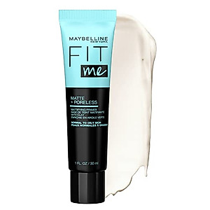 Maybelline Fit Me Matte + Poreless Mattifying Face Primer Makeup With Sunscreen, Broad Spectrum SPF 20, 16HR Wear, Shine Control, Clear, 1 Count