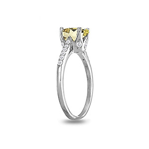 B. BRILLIANT Sterling Silver Citrine and White Topaz Oval Crown Ring, Size 6