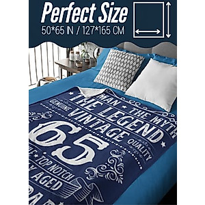 InnoBeta 65th Birthday Gifts Throws, Happy 65th Birthday Themed Bed Flannel Plush Blankets, Thank You Presents for Dad, Grandpa, Godfather, Friends, Uncle(50x 65Inches)