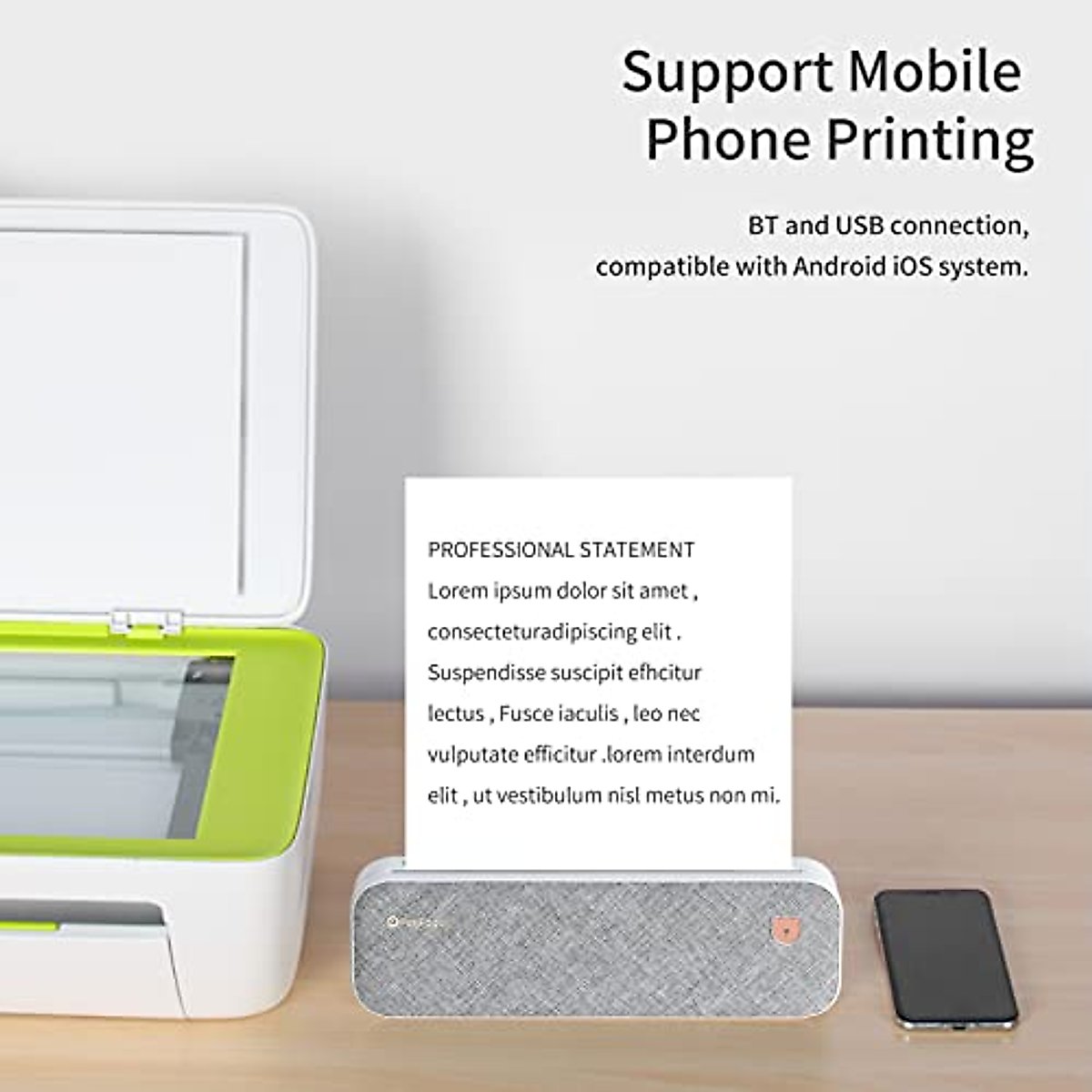 Matybobe PeriPage Portable Printer, A4 Wireless BT Travel Printer, Portable Thermal Printer Compatible with Android and iOS, Support 2''/3''/4'' Paper Width, Mobile Printer