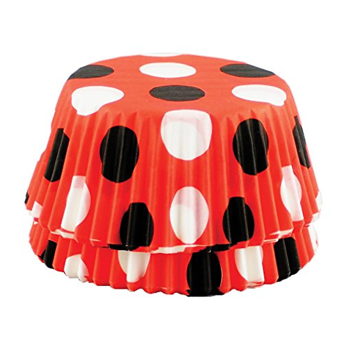 Fox Run Polka Dot Disposable Bake Cups, 3 x 3 x 1.25 inches, Red with Black