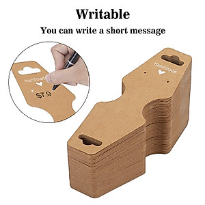 joycraft 100Pcs Bracelet Display Cards, 4.7x1.7 inch Self Adhesive Necklace Display Cards, Brown Jewelry Holder Cards, Sturdy Hanging Jewelry Cards for Earring, Bracelet, Necklaces, Scrunchies