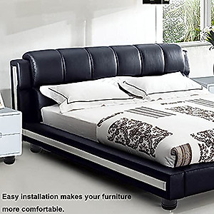 weideer 4-Pack 2 Inch Stainless Steel Furniture Legs Cabinet Adjustable Round Kitchen Feet for DIY Furniture+16pcs Screw (Black 50x50mm)