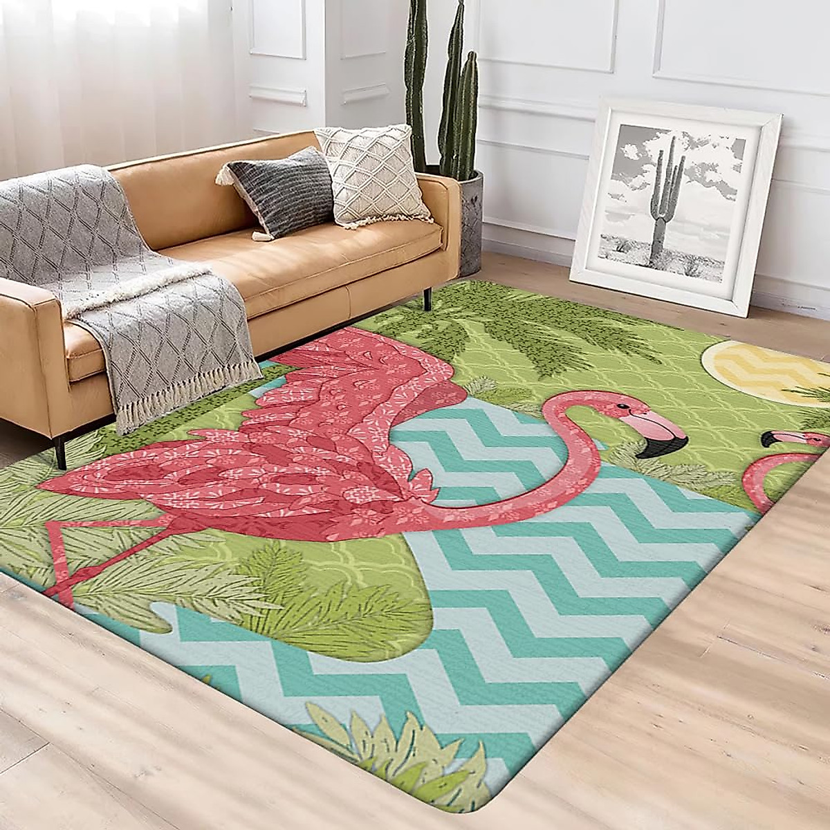 Flamingo Pink Area Rug,Summer Door Mat Flamingo,Tropical Flamingo Carpet for Classroom for Living Room Bedroom Anti-Skid Flamingo Rug Carpet Floor Mat Kitchen Rugs, Flamingo Gifts