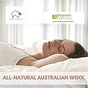 OrganicTextiles Natural Wool Mattress Pad with Cotton Cover, Twin Size, Skin Sensitive, All-Seasons Use, Helps Wick Away Moisture, Machine Washable