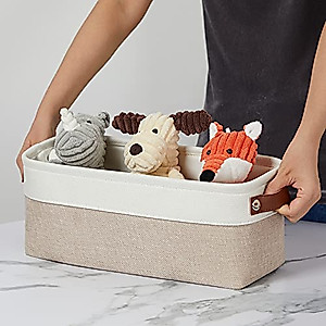 DULLEMELO Collapsible Bundle Baskets 6 Small Baskets 11.8"x7.9"x5.1" + 2 Narrow Baskets 15"x6"x5.5"（White&Khaki)